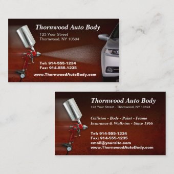 CUSTOMIZABLE Auto Body BC Business Card | Zazzle