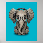 Customizable Baby Elephant Dj with Headphones Poster | Zazzle