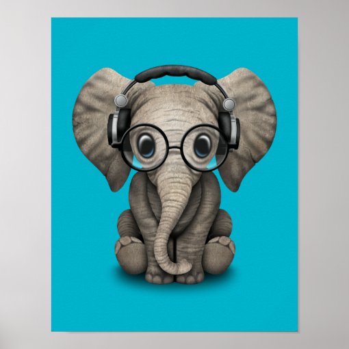Customizable Baby Elephant Dj with Headphones Poster | Zazzle