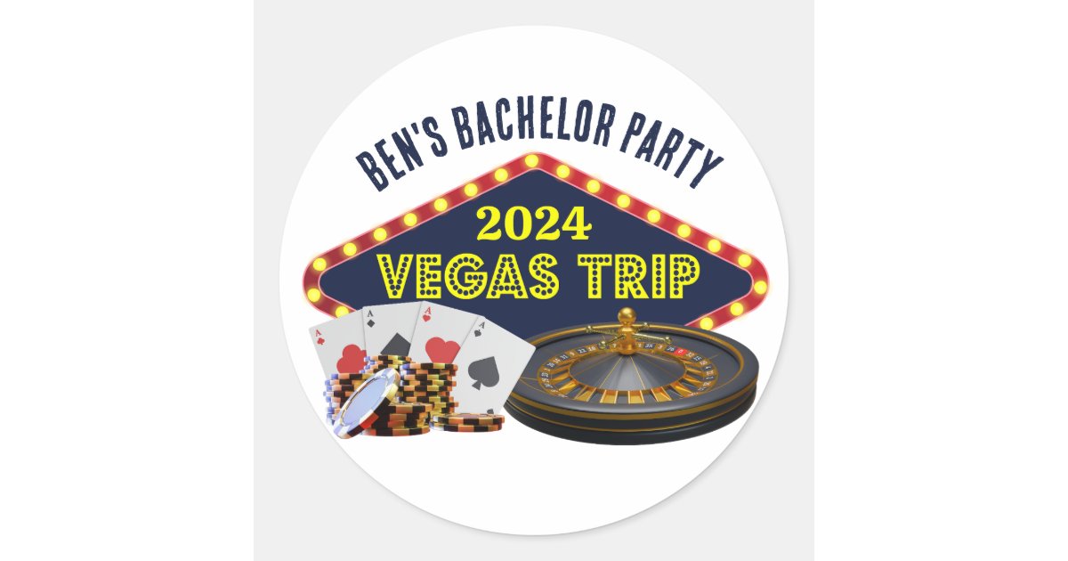 Customizable Bachelor Party Las Vegas Trip Casino Classic Round Sticker ...