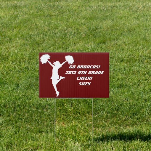 Customizable Background Cheerleader Cheerleading Yard Sign | Zazzle