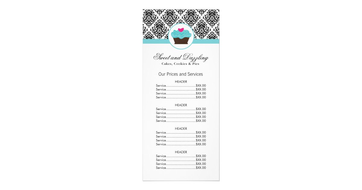 Customizable Bakery Price List Rack Card | Zazzle
