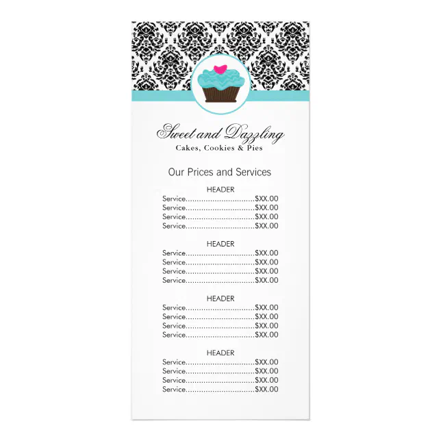 Customizable Bakery Price List Rack Card | Zazzle