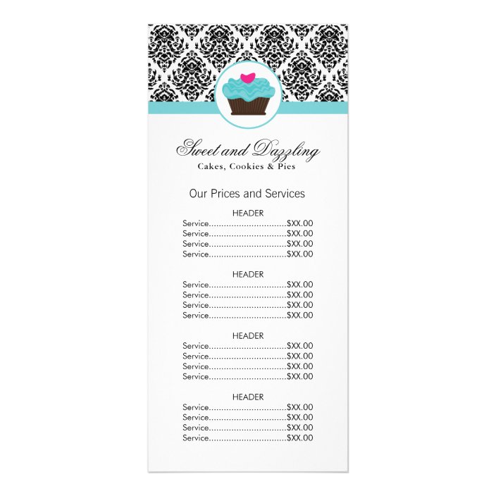 Customizable Bakery Price List Rack Card | Zazzle.com