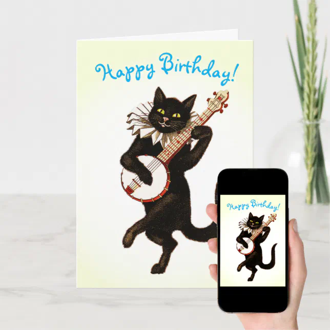 CUSTOMIZABLE BANJO CAT BIRTHDAY CARD | Zazzle