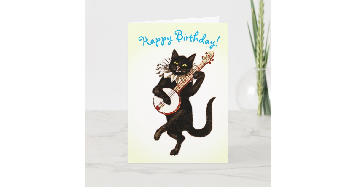 CUSTOMIZABLE BANJO CAT BIRTHDAY CARD | Zazzle