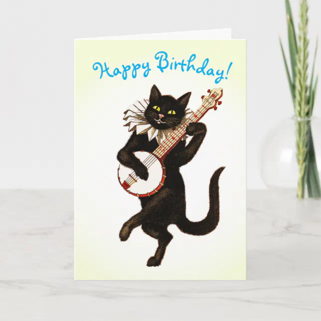 CUSTOMIZABLE BANJO CAT BIRTHDAY CARD | Zazzle
