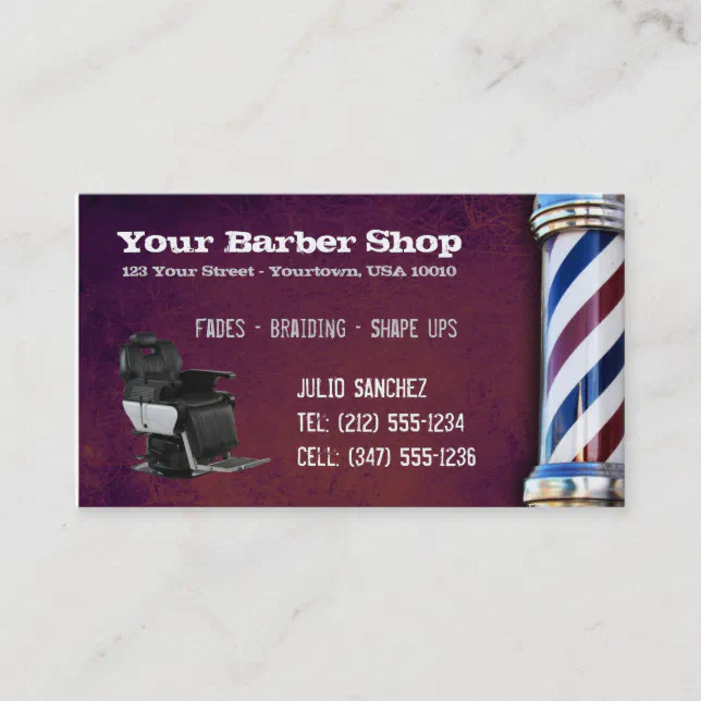 CUSTOMIZABLE Barber Shop BC Appointment Card | Zazzle
