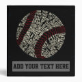 Customizable Baseball Slang Calligram Ring Binder | Zazzle