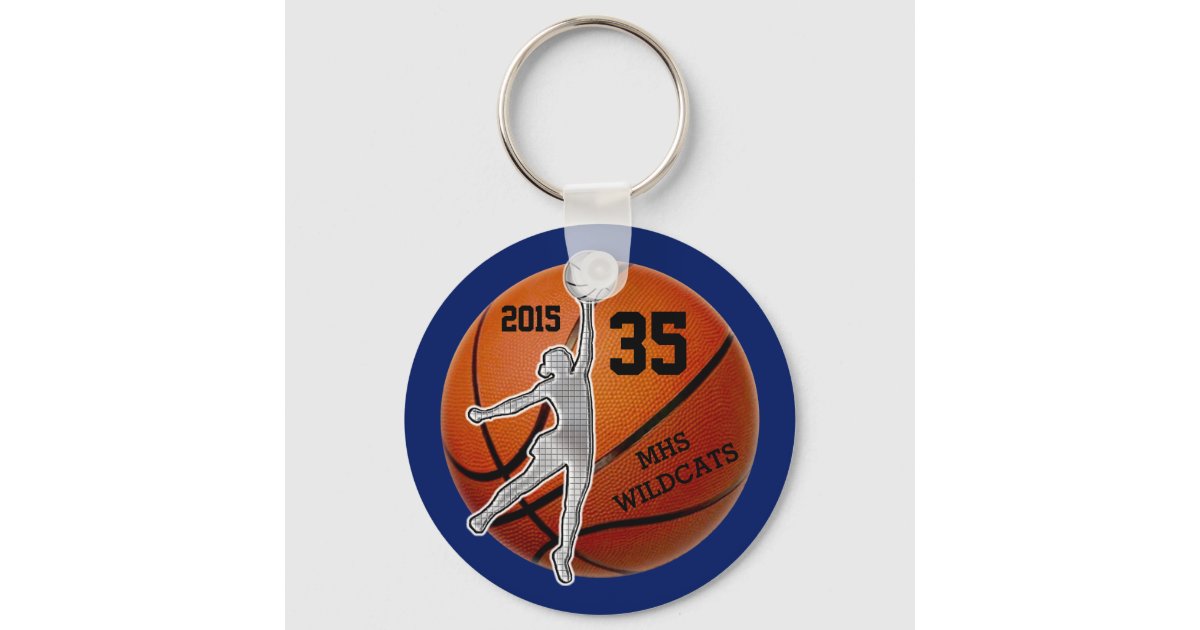 Customizable Basketball Team Gift Ideas for Girls Keychain | Zazzle