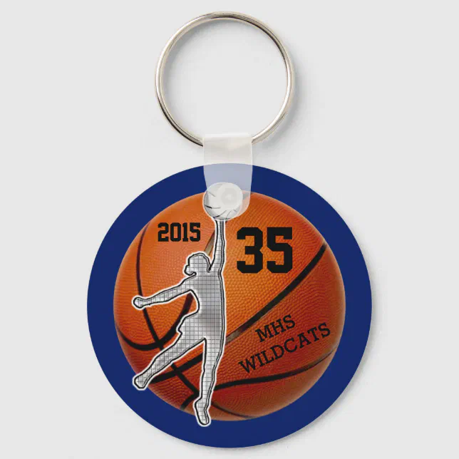 Customizable Basketball Team Gift Ideas for Girls Keychain | Zazzle