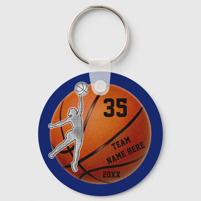 Customizable Basketball Team Gift Ideas for Girls Keychain | Zazzle
