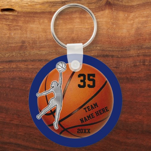 Customizable Basketball Team Gift Ideas for Girls Keychain | Zazzle
