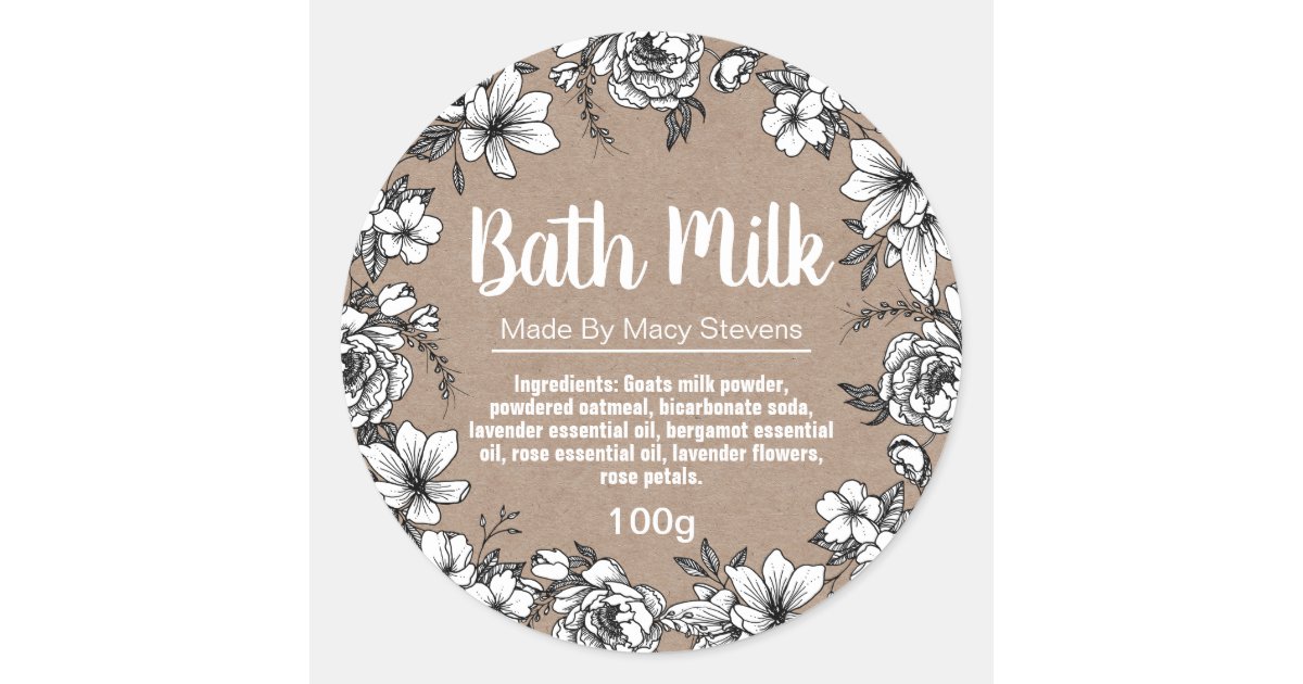 Customizable Bath Milk Label | Zazzle