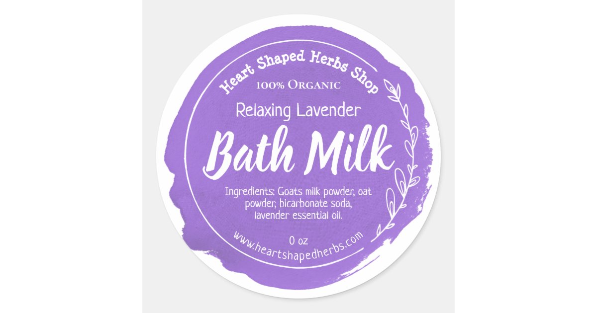 Customizable Bath Milk Label Handmade Business | Zazzle