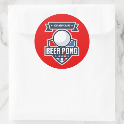 Customizable Beer Pong Tournament Logo Classic Round Sticker | Zazzle