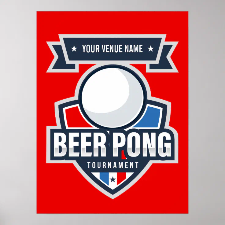 Customizable Beer Pong Tournament Logo Poster | Zazzle