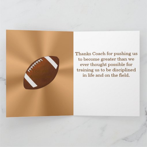 Customizable BIG Thanks Football Coach Cards | Zazzle