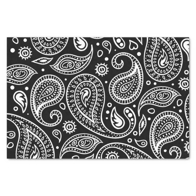 Customizable Black & White Classic Paisley Pattern Tissue Paper | Zazzle