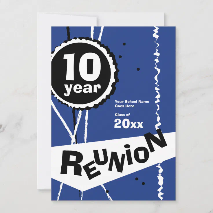 Customizable Blue 10 Year Class Reunion Invitation | Zazzle