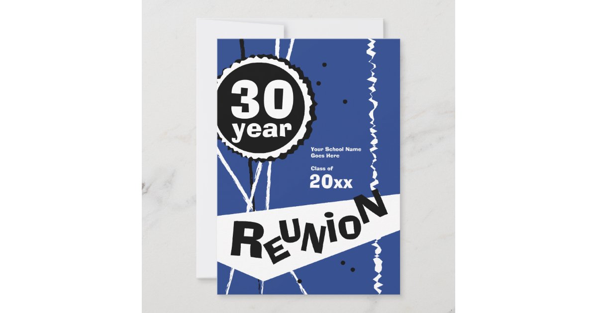 Customizable Blue 30 Year Class Reunion Invitation | Zazzle