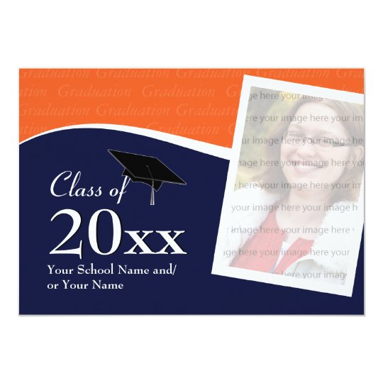 Customizable Blue and Orange Graduation Invitation | Zazzle.com