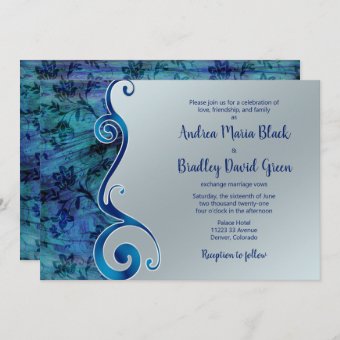 Customizable Blue and Silver Wedding Invitation | Zazzle