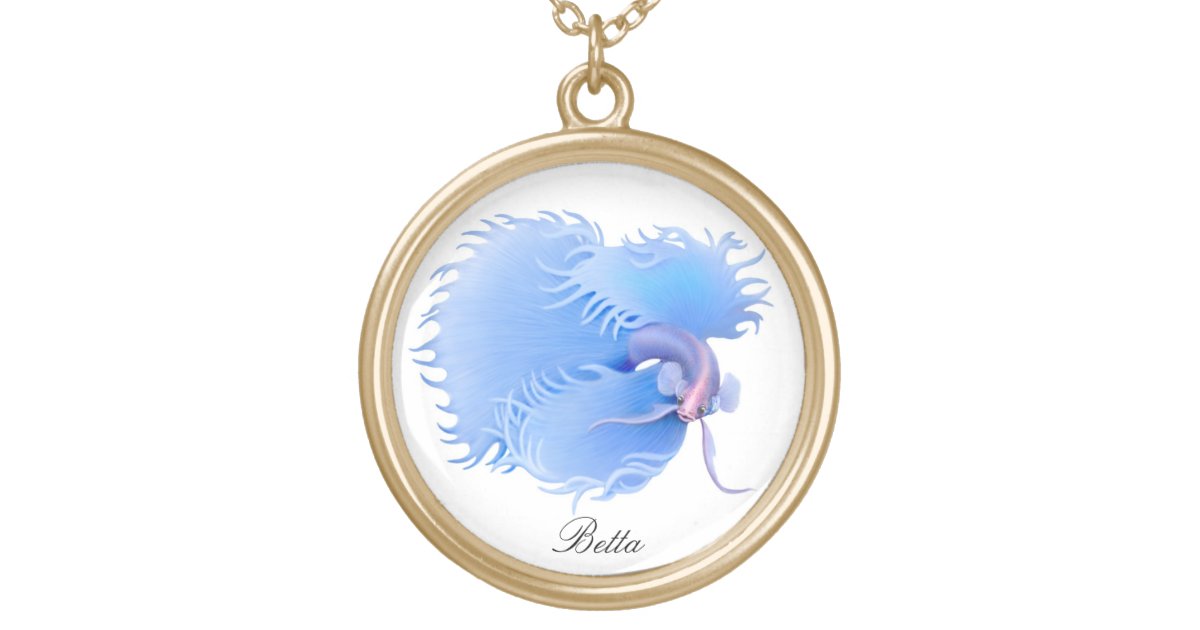 Customizable Blue Betta Fighting Fish Necklace | Zazzle