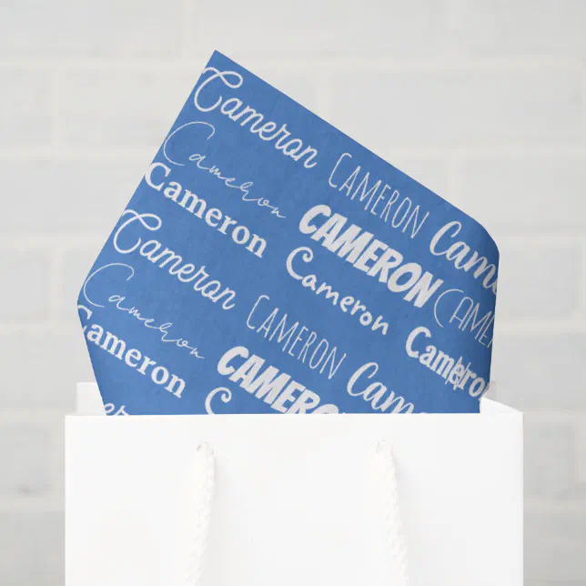 Customizable Blue Boys Name Font Collage Tissue Paper | Zazzle