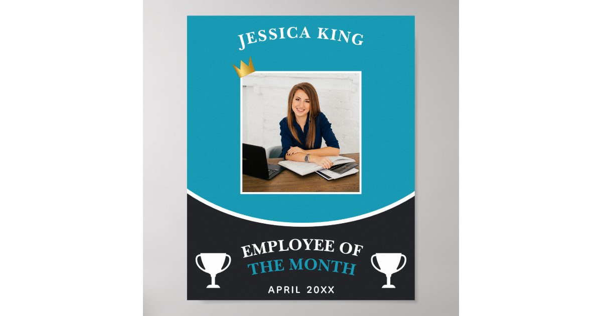 Customizable Blue Employee Of The Month Picture Poster | Zazzle