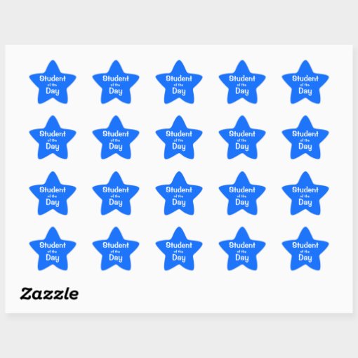 Customizable Blue Star Student Of The Day Star Sticker | Zazzle