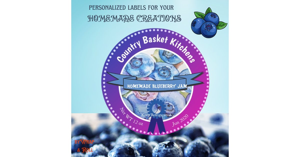 Customizable Blueberry Jam Round Sticker | Zazzle