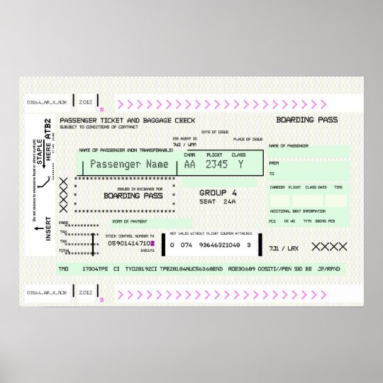 Customizable Boarding Pass Poster | Zazzle.com