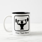 CARTOON MUSCLES MAN strong arm biceps athletic pow Two-Tone Coffee Mug ...