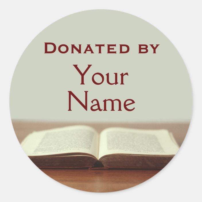 Customizable Book Donation Stickers Add Your Name | Zazzle.com