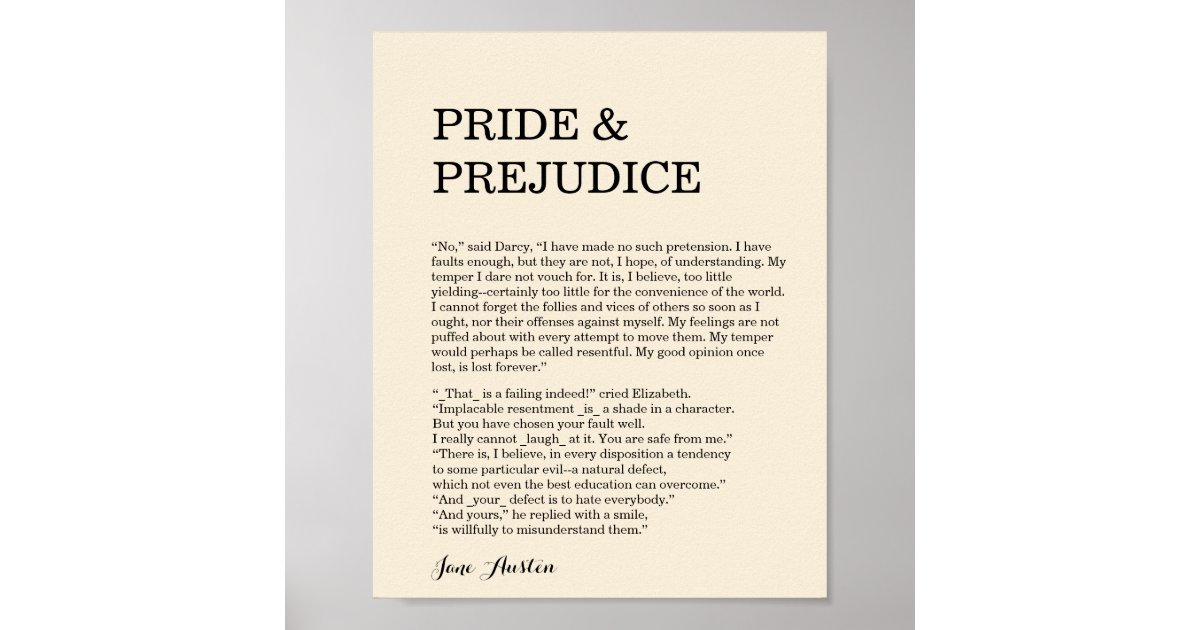 Customizable Book Quote Jane Austen Poster | Zazzle