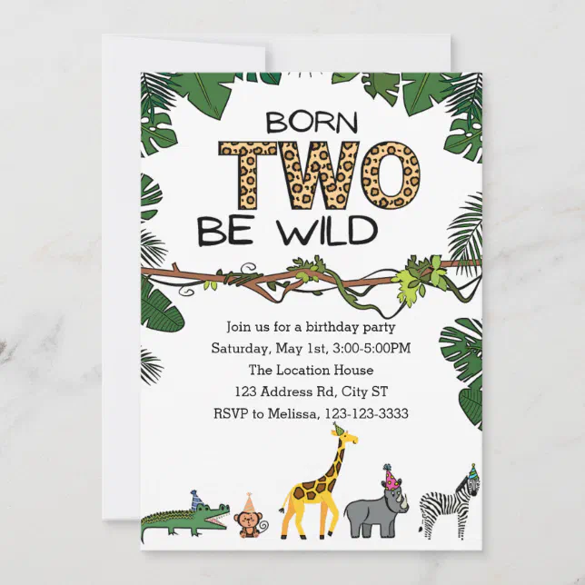 Customizable Born TWO be Wild Birthday Invitation | Zazzle