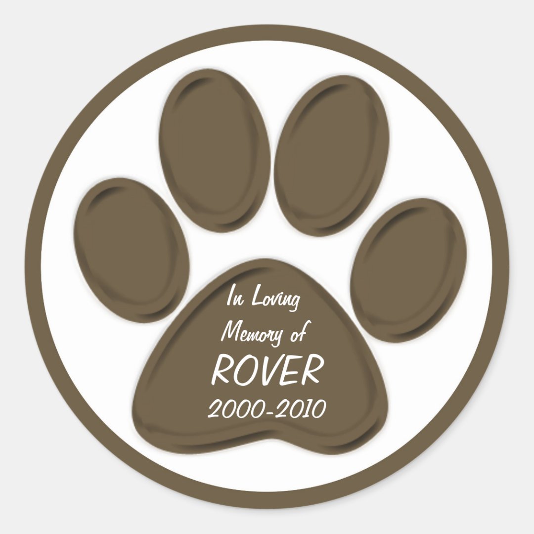 Customizable brown paw print sympathy stickers | Zazzle