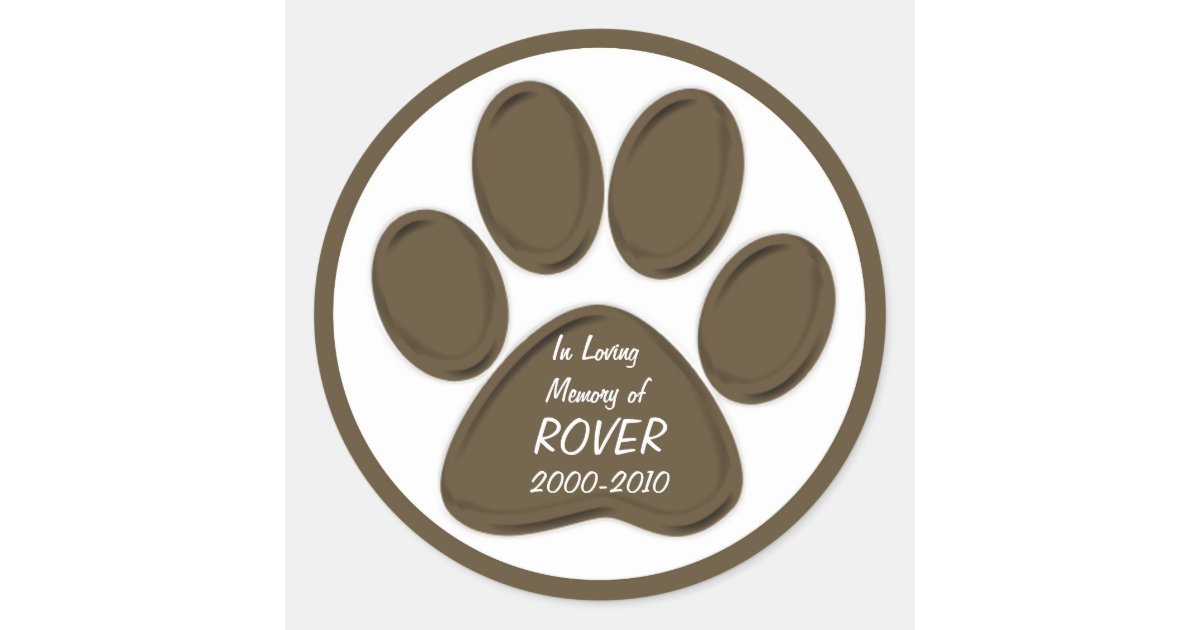 Customizable brown paw print sympathy stickers | Zazzle
