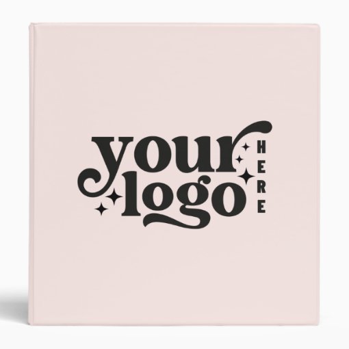 Customizable Business Logo Minimalist Blush Pink 3 Ring Binder | Zazzle