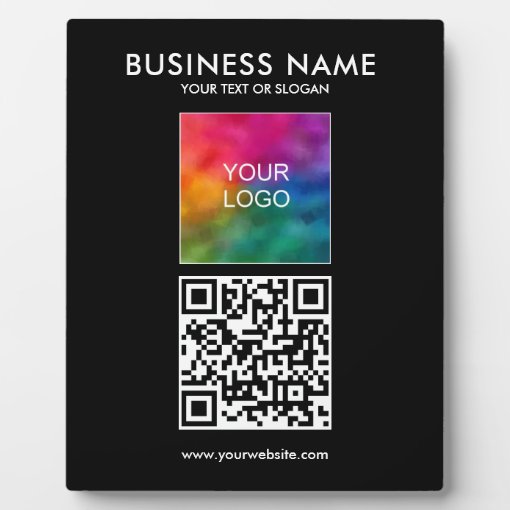 Customizable Business Logo Slogan QR Code Template Plaque | Zazzle