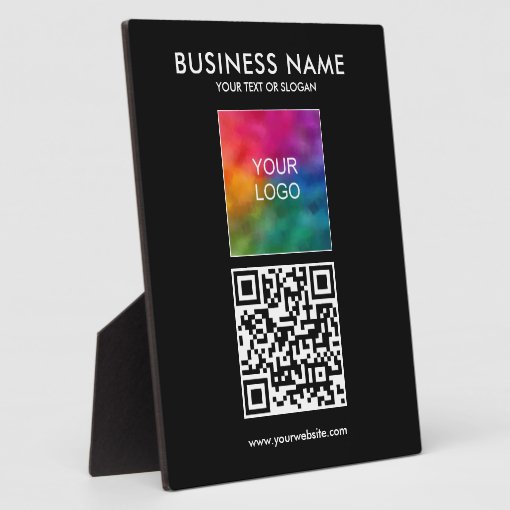 Customizable Business Logo Slogan QR Code Template Plaque | Zazzle
