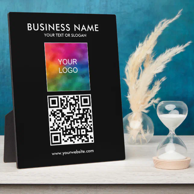 Customizable Business Logo Slogan QR Code Template Plaque | Zazzle