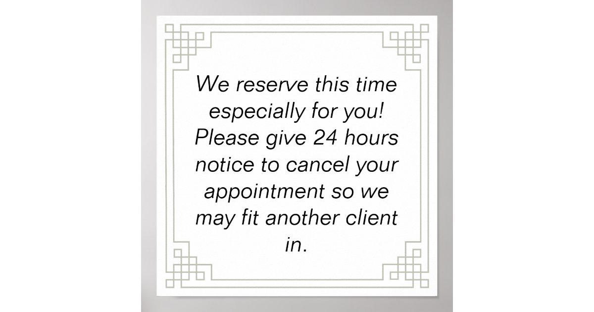 Customizable Cancellation notice/policy Poster | Zazzle.com