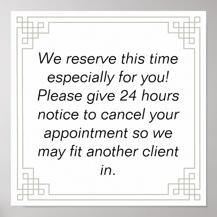 Customizable Cancellation notice/policy Poster | Zazzle