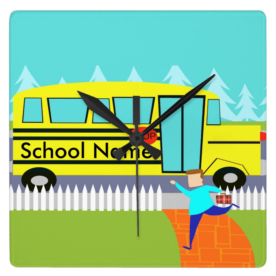 Customizable Catching the School Bus Clock | Zazzle