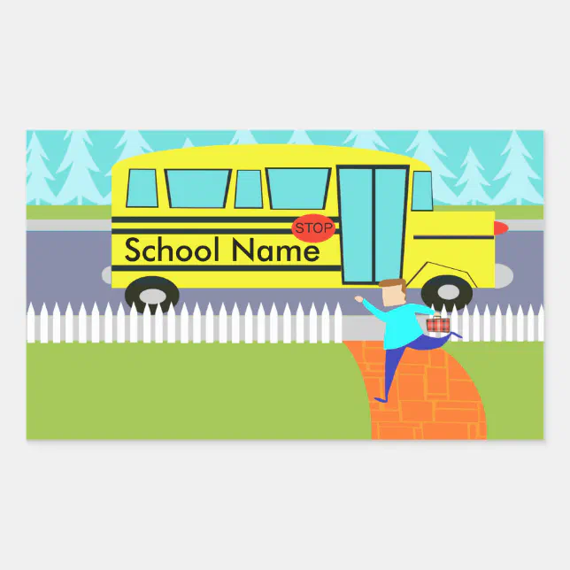 Customizable Catching the School Bus Stickers | Zazzle