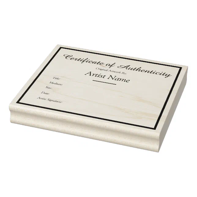 Customizable Certificate of Authenticity Template Rubber Stamp | Zazzle