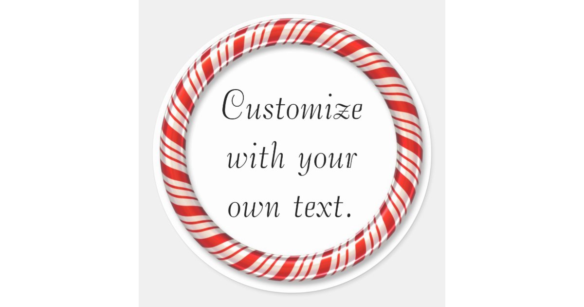 Customizable Christmas candy cane circle stickers | Zazzle