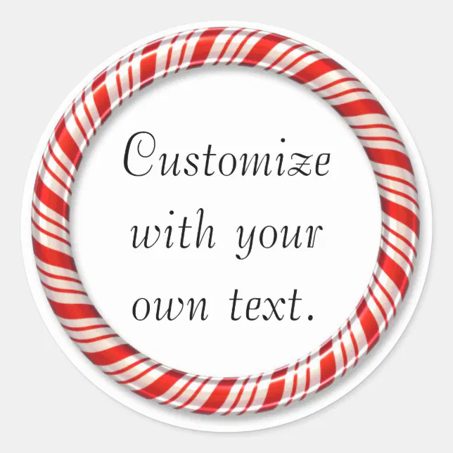 Customizable Christmas candy cane circle stickers | Zazzle